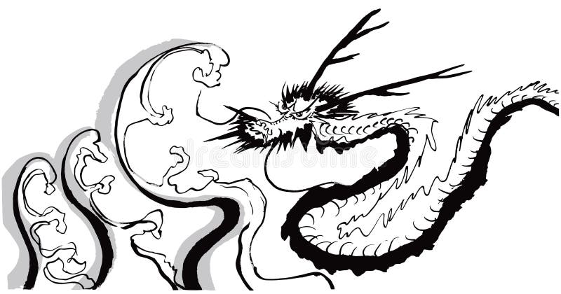 Dragon. Brush Stroke Illustration. Ink Art. Stock Illustration ...