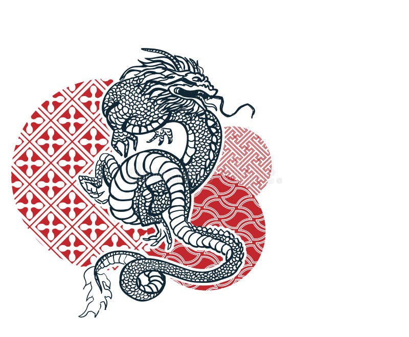 Dragon Card Kimono Japanese Chinese Vector Design Vector Japanese ...
