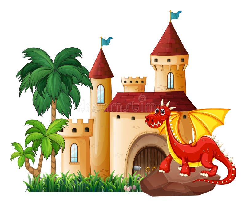 Dragon and castle stock vector. Illustration of scenery - 46036567