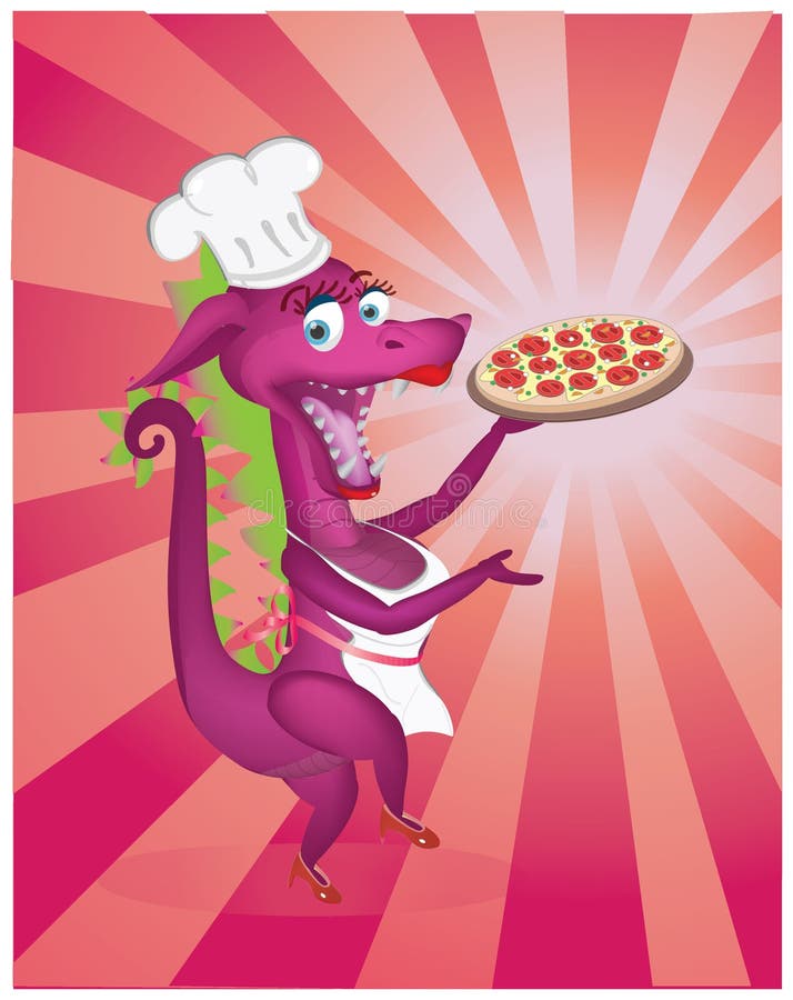 Dragon chef stock vector. Illustration of pizza, hungry - 58775435