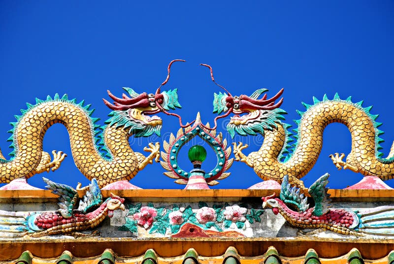 Dragon Chinese Temple Roof stock photo. Image of color - 25575448