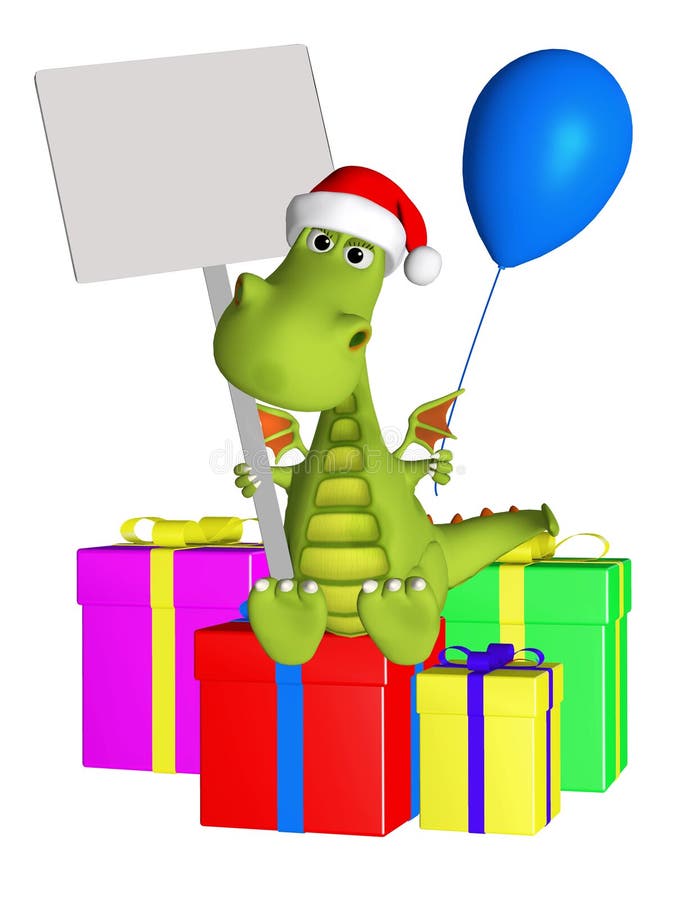 Dragon with a gift stock illustration. Illustration of colorful - 45339376