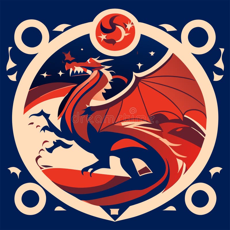 Dragon in the Circle. Vector Illustration of a Dragon in the Circle ...