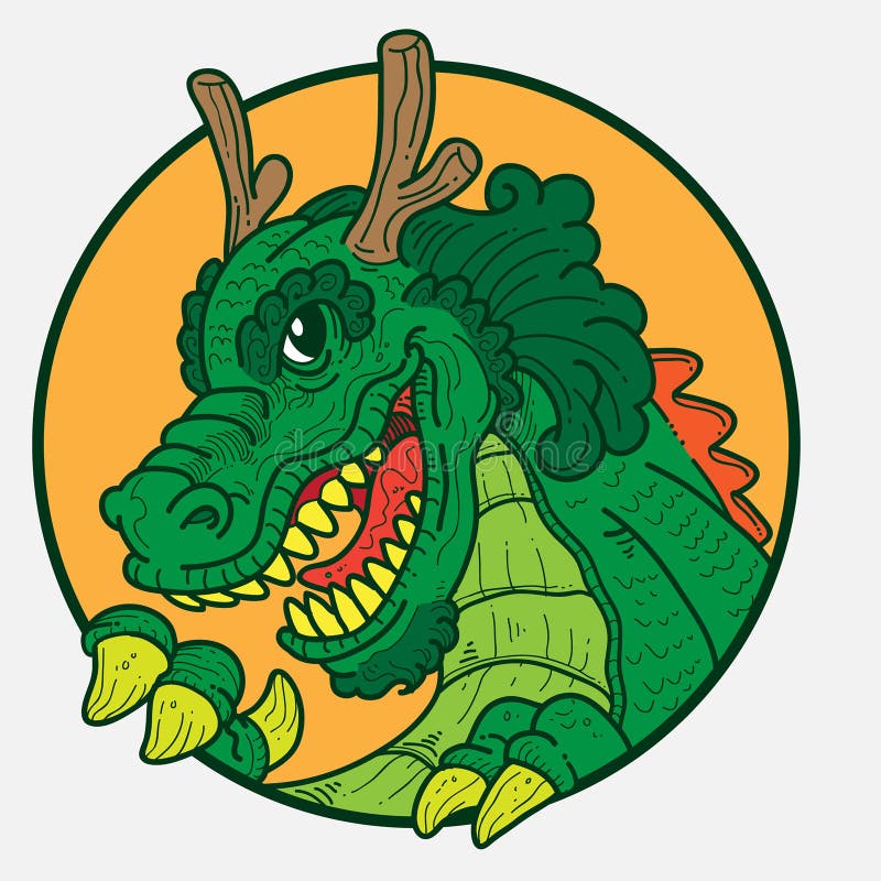 Dragon in a circle stock vector. Illustration of myth - 64946127