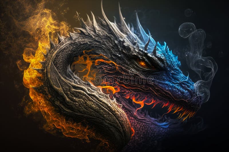 Dragon in the Colourful Glow and Mist,smoke and Fire. AI Generated ...