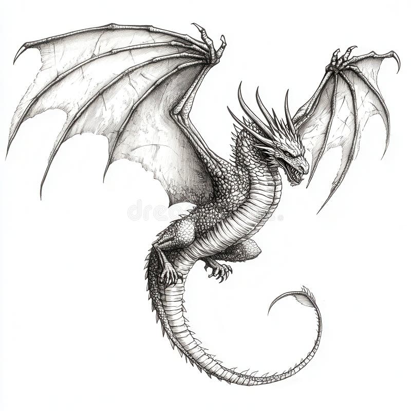 A Dragon with a Curved Tail and a Curved Tail Stock Illustration ...
