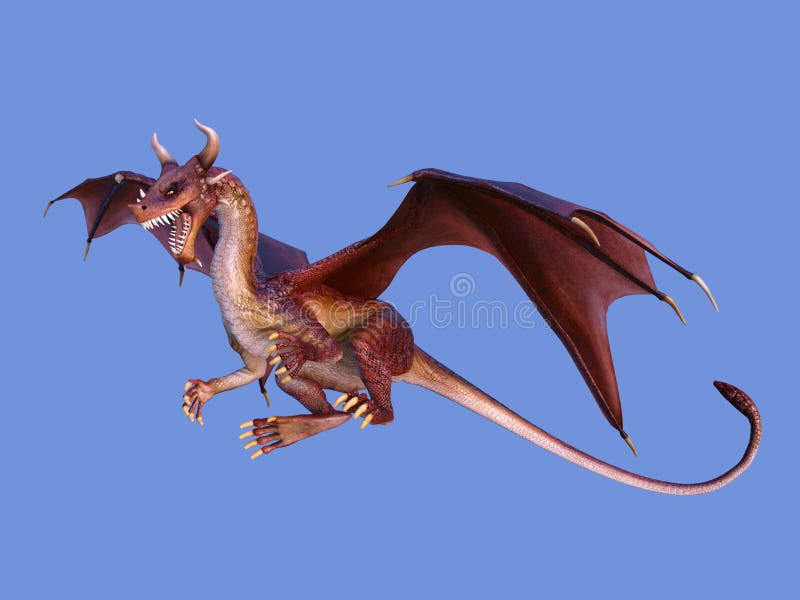 Large Red Dragon Prowling stock illustration. Illustration of dragon ...
