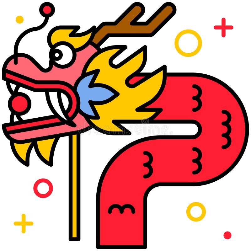 Dragon Dance Icon, Lion Dance Related Vector Stock Vector ...