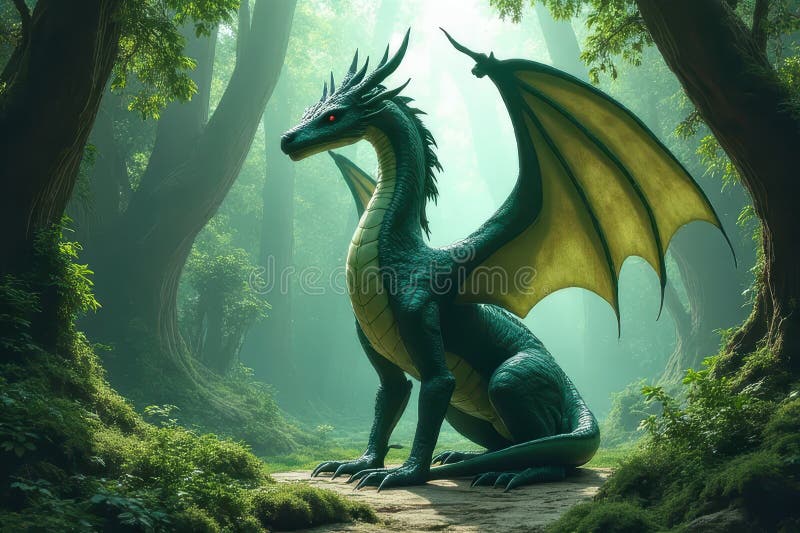 Dragon Deity in a Fantasy Setting Stock Illustration - Illustration of ...