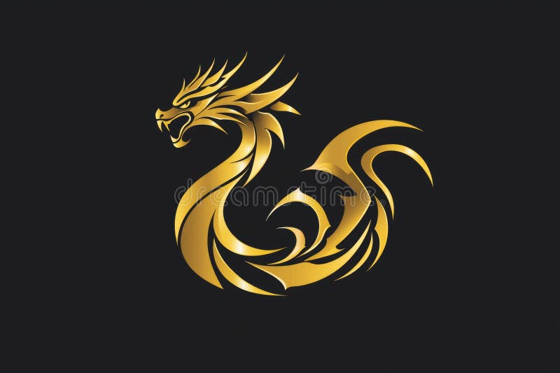 Dragon Design: Creative Commercial Dragon Logo Displayed on a Black ...