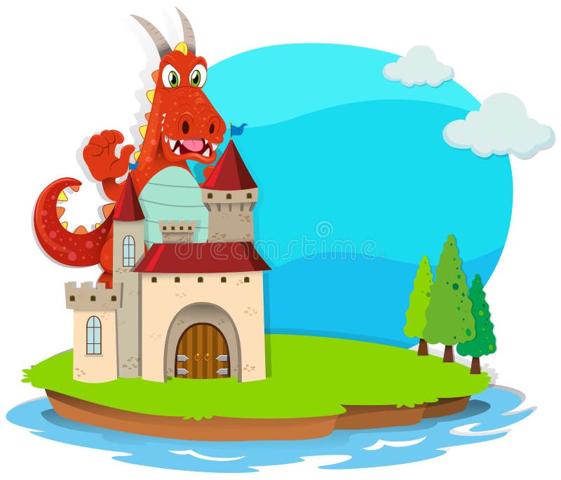 Dragon Destroying City. Vector Illustration Decorative Design Stock ...