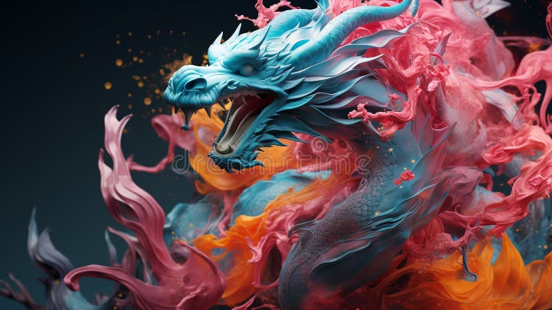 Dragon in Dynamic Movements Stock Illustration - Illustration of ...