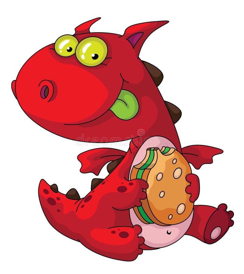 Dragon eating stock vector. Image of hamburger, meal - 20133624