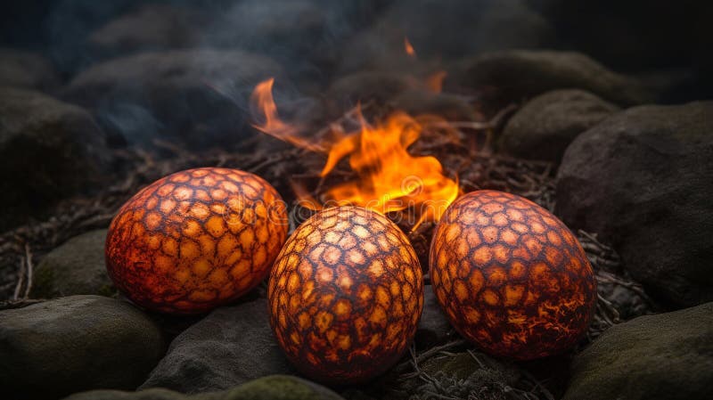 Dragon Eggs on Fire. AI Generated Stock Image - Image of pyre, toasting ...