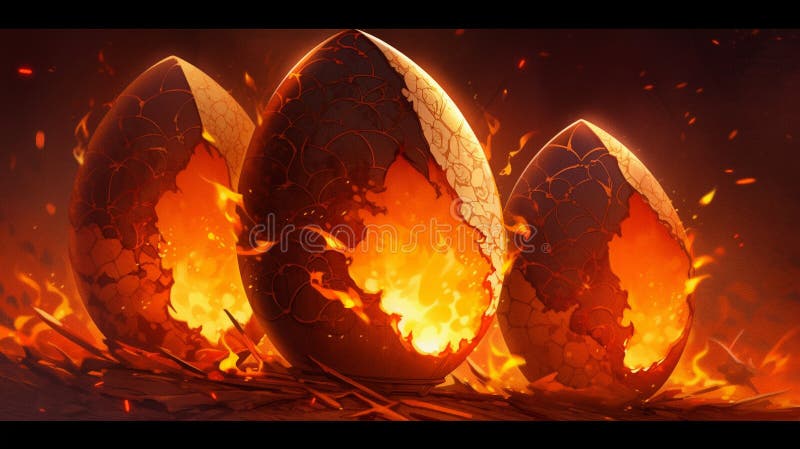 Dragon Eggs on Fire. AI Generated Stock Image - Image of intense ...