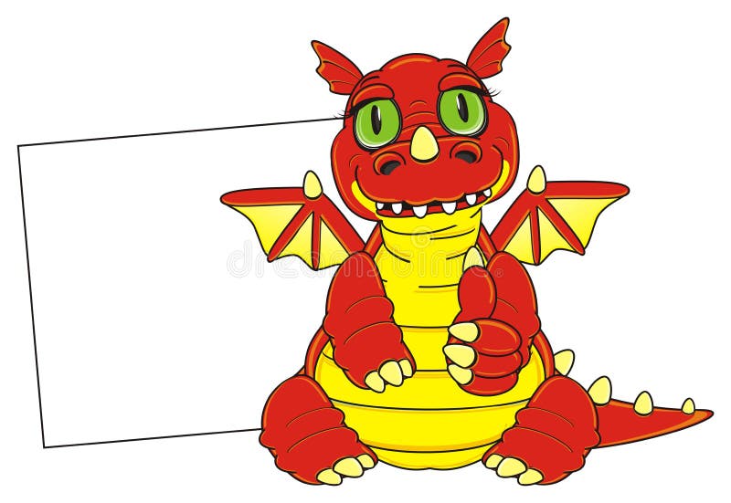 Dragon and empty banner stock illustration. Illustration of monster ...