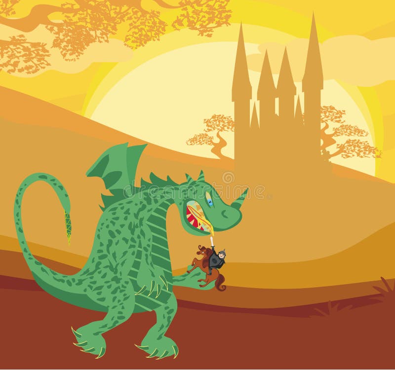 Dragon et chevalier illustration de vecteur. Illustration du combat ...