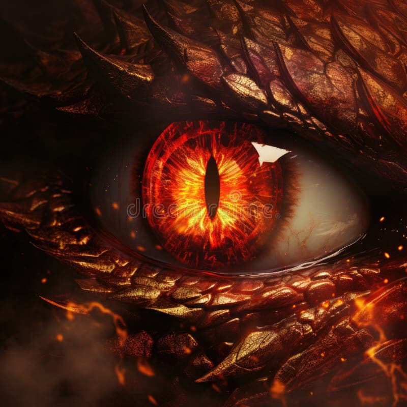 Dragon Eye, Burning with Flames and Fire, Scales Stock Illustration ...