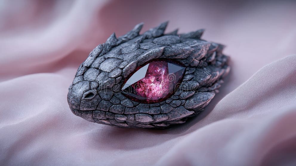 Dragon Eye Sculpture with a Gem on a Soft Fabric. Stock Illustration - Illustration of monster ...