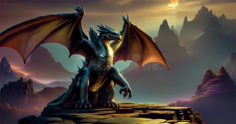Dragon - Fantasy Landscape - Mystical Scenery Stock Video - Video of ...