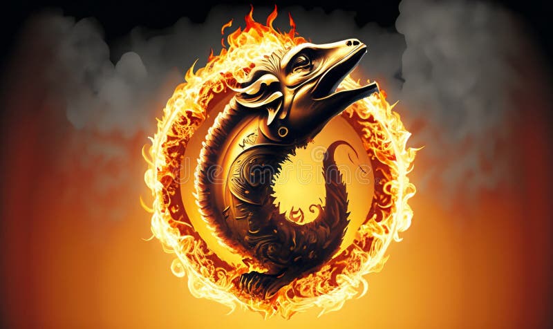 Dragon in fiery stock illustration. Illustration of pattern - 293563382