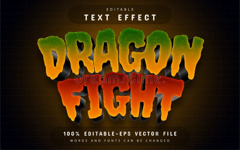 Dragon Fight 3d Text Effect with Gradient Stock Vector - Illustration ...