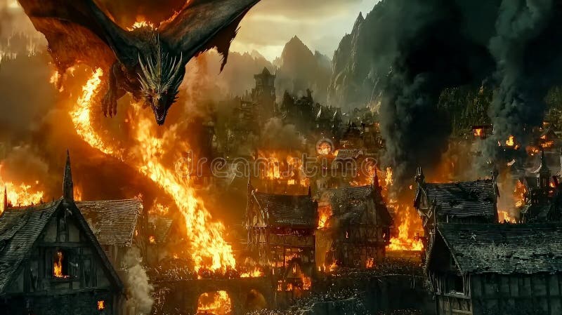 Dragon Fire Attack Medieval Town Stock Photos - Free & Royalty-Free ...
