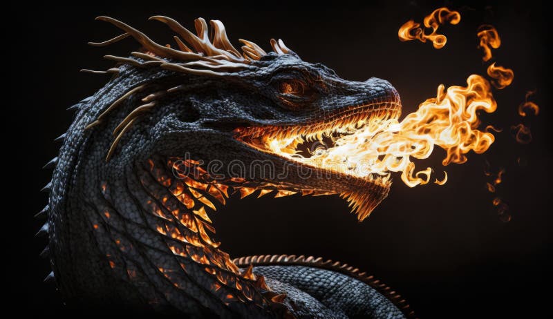 Dragon with fire breath stock illustration. Illustration of explosion ...