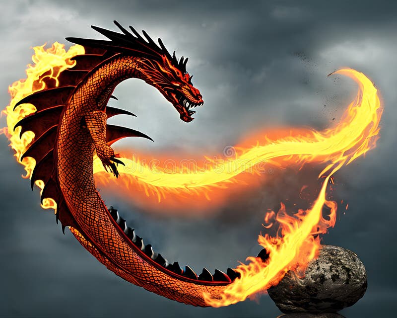 Dragon of Fire, Generative AI Illustration Stock Illustration ...