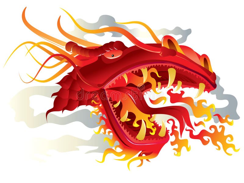 Dragon fire head stock vector. Illustration of horns - 15008021