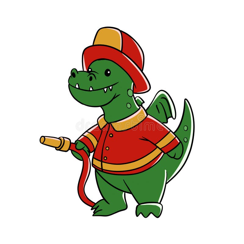 Dragon firefighter stock illustration. Illustration of drawing - 135763708