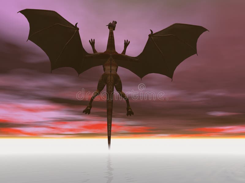 Dragon in Flight stock illustration. Illustration of wings - 51736