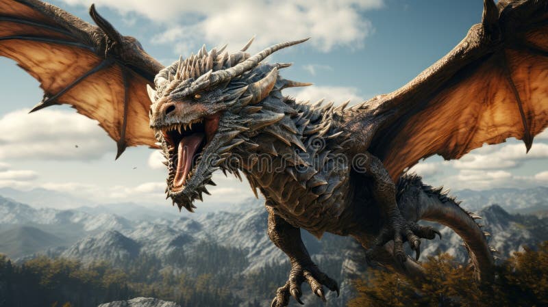 Dragon Flying in the Sky. Generative AI. Stock Illustration ...