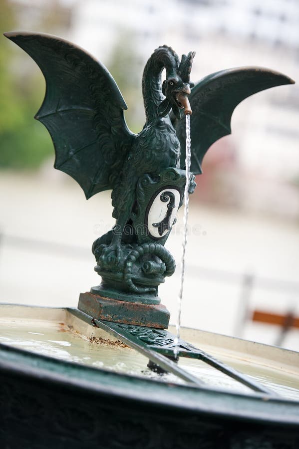 Dragon Fountain with City Coat of Arms Basel Stock Photo - Image of ...