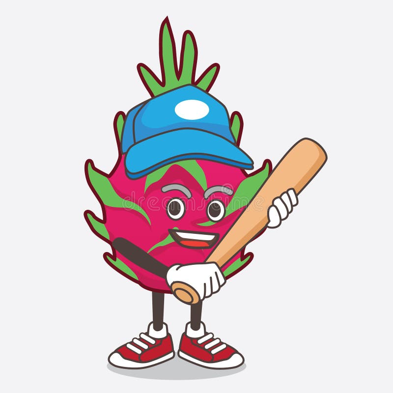 Dragon Fruit Cartoon Mascot Character Playing Baseball Stock Vector ...