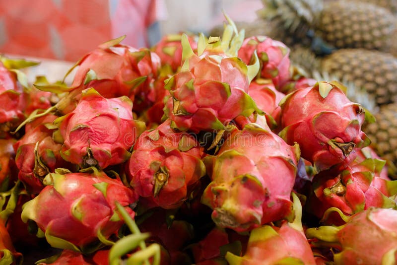Dragon Fruit on Market Stand, Thailand Stock Photo - Image of asian ...