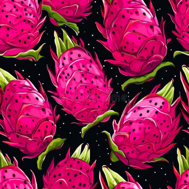 Dragon Fruit Pink Seamless Pattern. Generate Ai Stock Illustration ...