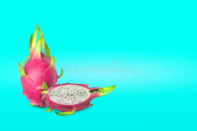 Dragon Fruit, Pitaya. Dragonfruit with Half and Slice Isolated on Light ...