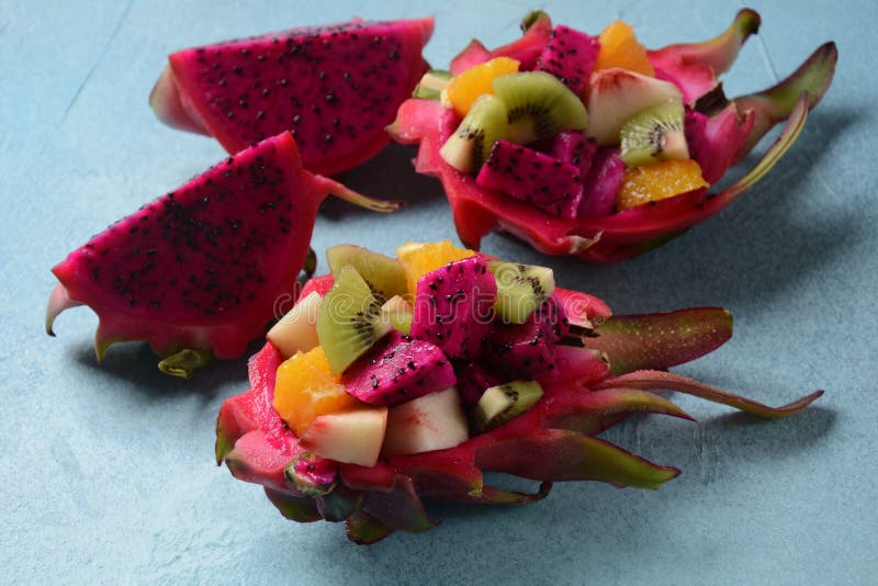Dragon Fruit Pitaya, Pitahaya Cut into Half Stock Image - Image of diet ...