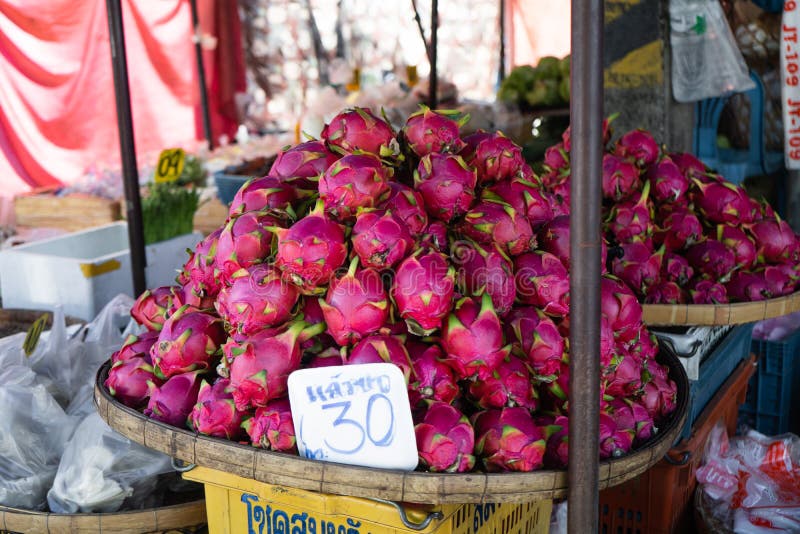 Dragon Fruit for Sale in the Fresh Market Red Dragon Fruit Stock Photo ...