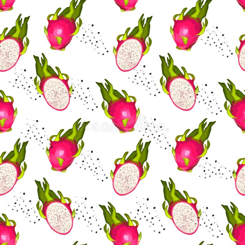 Dragon Fruit in a Seamless Pattern. Stock Vector - Illustration of food ...