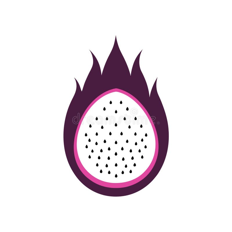 Dragon Fruit Slice Icon with Flame-Shaped Exterior Stock Illustration ...