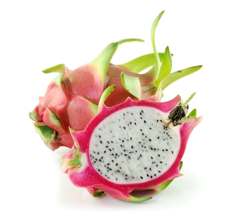 Dragon Fruit on White Background Stock Image - Image of green, gourmet ...