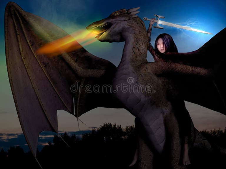 Girl Riding Dragon Stock Illustrations – 93 Girl Riding Dragon Stock ...