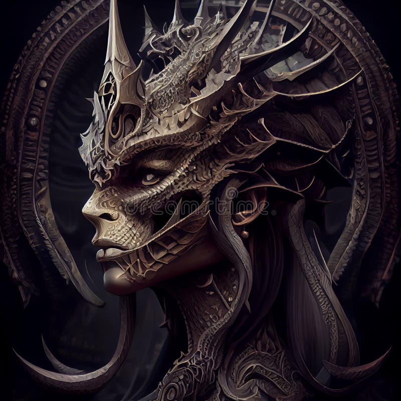 Dragon girl face stock illustration. Illustration of temple - 270965060