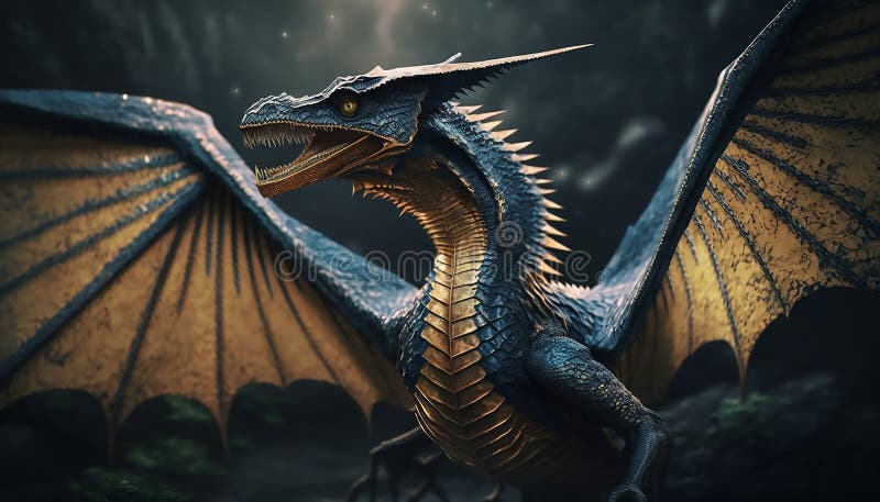 Dragon on the Ground 3D Illustration Stock Illustration - Illustration ...