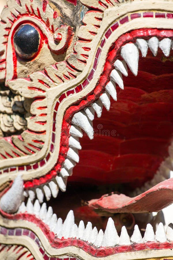 Dragon Guard Statue Close Up in the Buddhist Temple Stock Image - Image ...