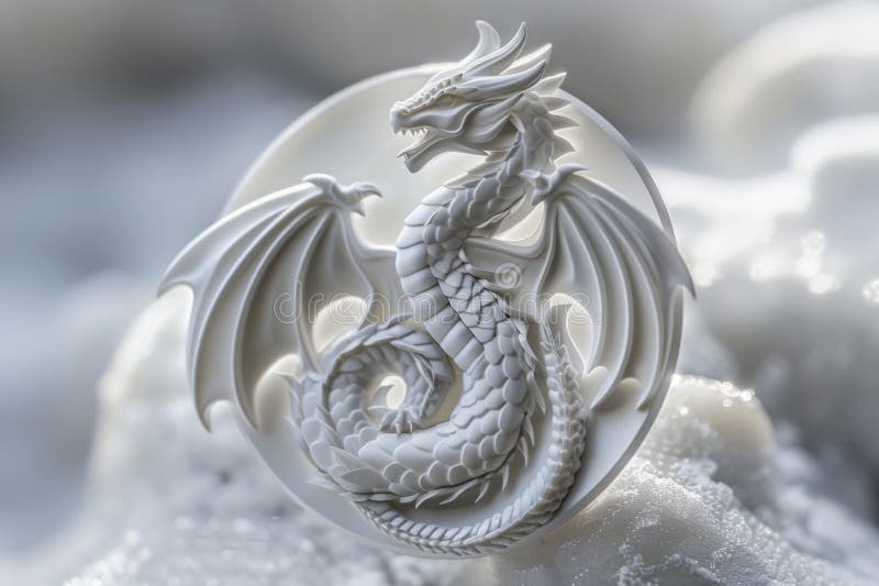 Dragon Guardian Emblem on a Soft Transparent White Surface Stock ...