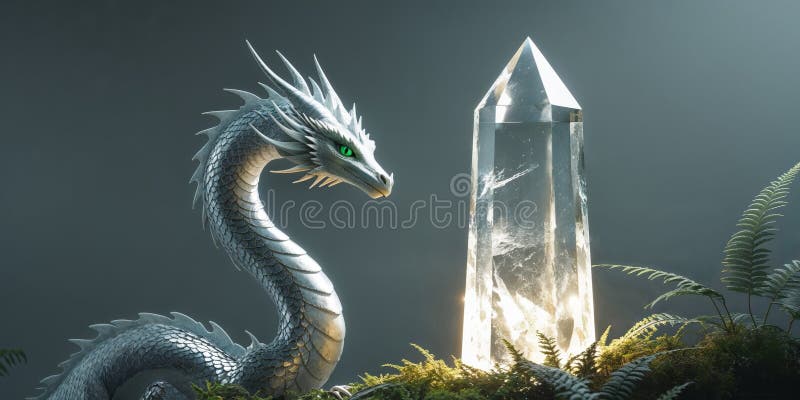 Dragon Guardian of the Glowing Crystal Spire. Stock Photo - Image of ...