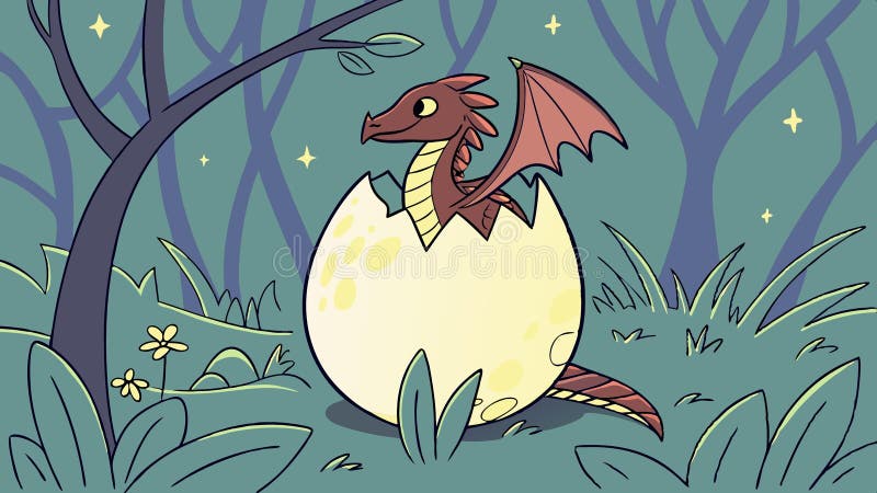 Dragon Hatching from Egg, Mythical Creature Vector Design Generative AI ...